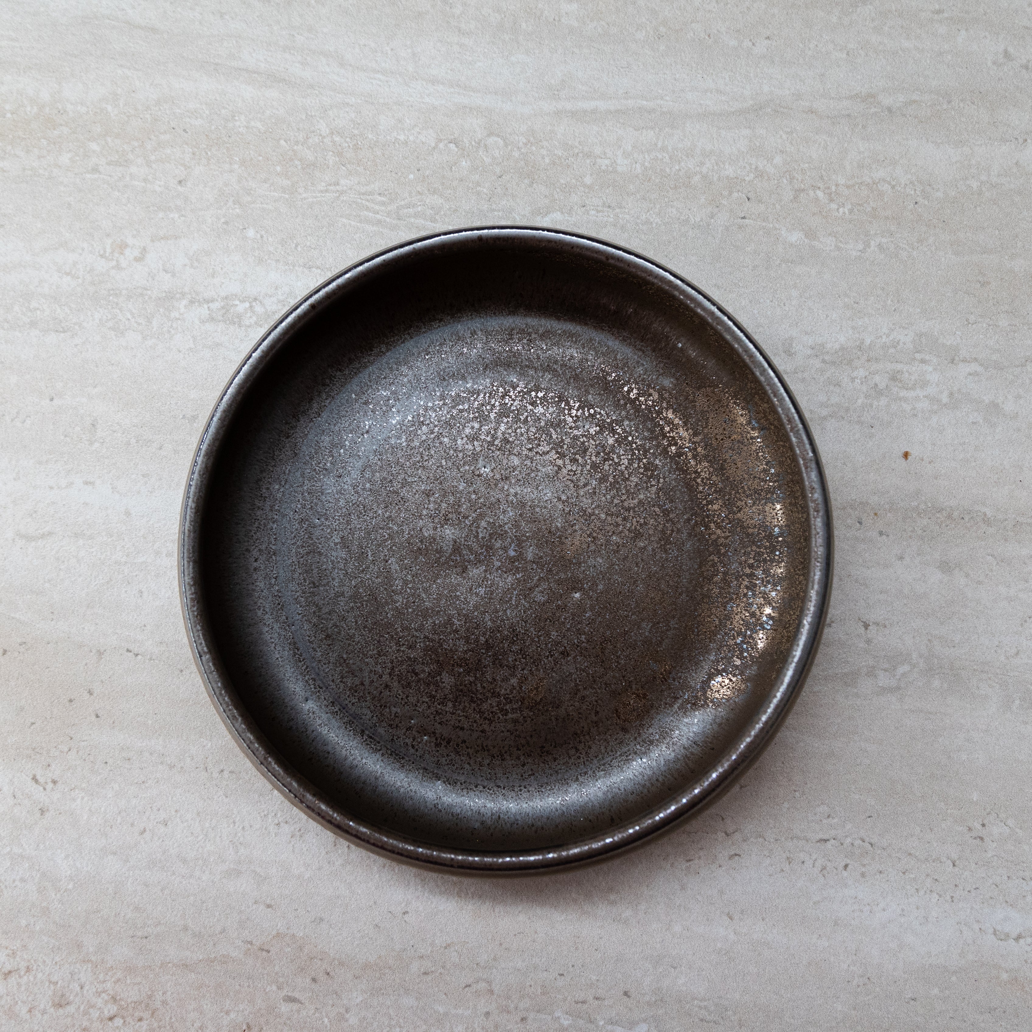 Handmade Stoneware Deep Plate Lava Mettalic | Out of the Blue