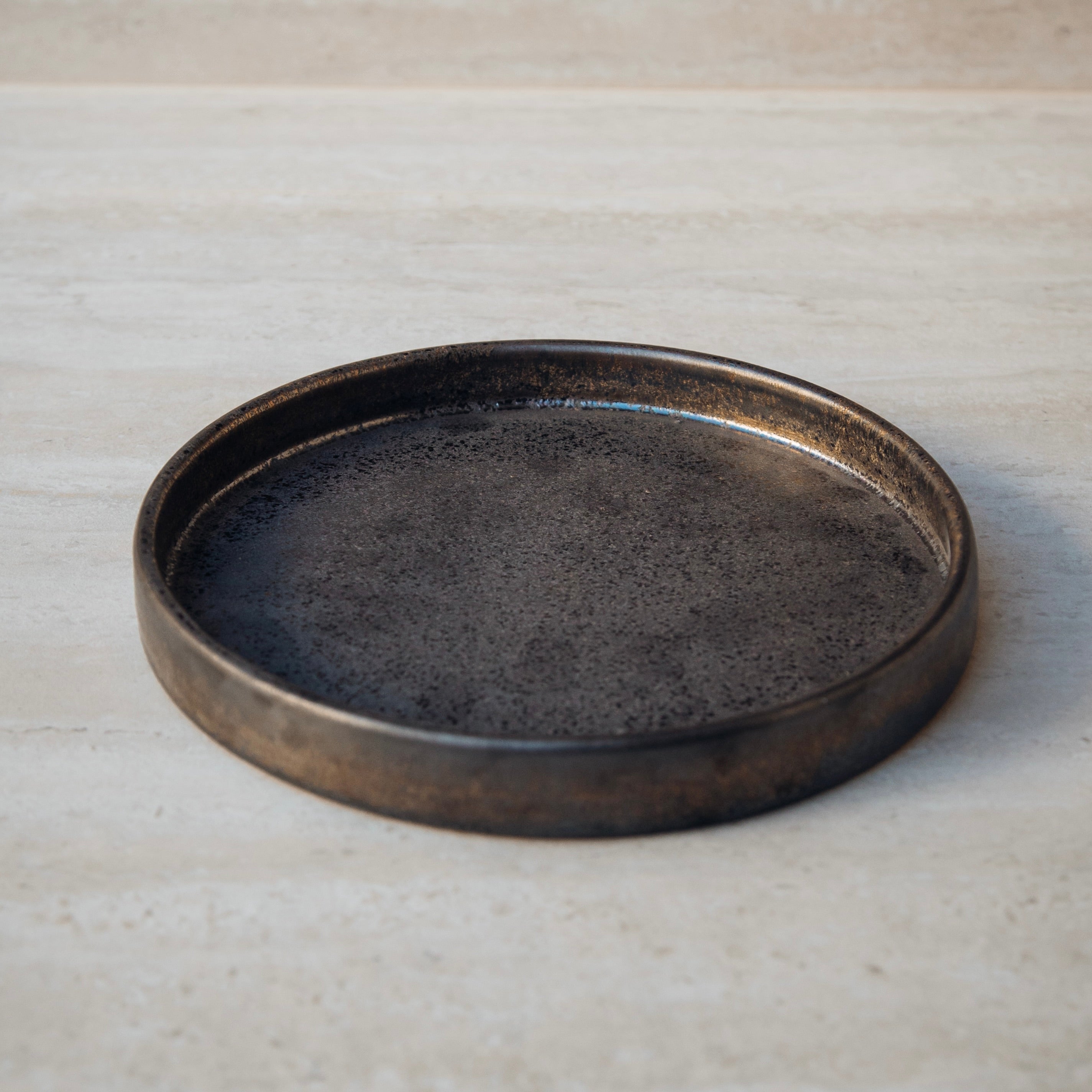 Handmade Stoneware Plates Lava Mettalic | Out of the Blue